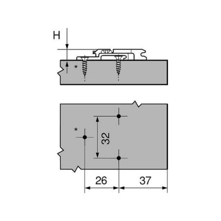 Blum 175H7100 0mm Two-Piece Wing Mounting Plate | Siggia Hardware