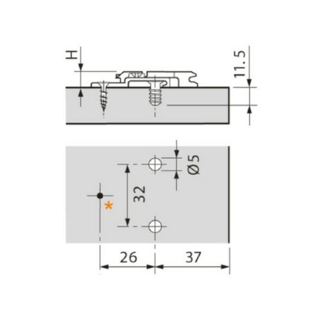 Blum 175H9100 0mm Two-Piece Wing Mounting Plate | Siggia Hardware