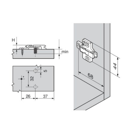 Blum 175H9190.22 18mm Two-Piece Wing Mounting Plate | Siggia Hardware