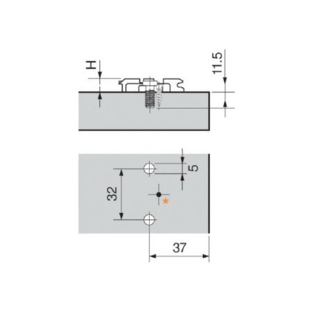 Blum 175L8190 9mm One Piece Wing Mounting Plate | Siggia Hardware